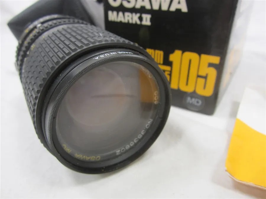 OSAWA MARK II 35MM - 105 LENS WITH BOX AND BAG. MINOLTA