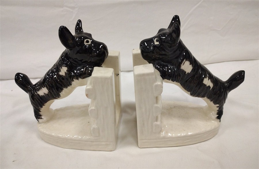 PAIR OF JAPAN CERAMIC SCOTTIE DOG BOOKENDS