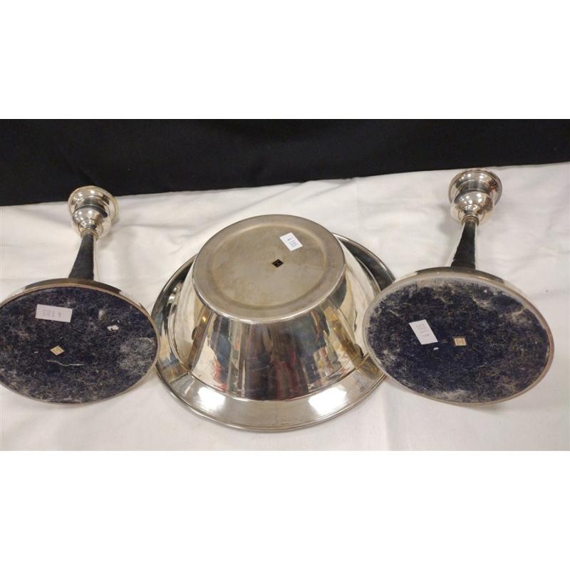 INDIA CONSOLE SET WITH BOWL AND PAIR OF CANDLESTICKS