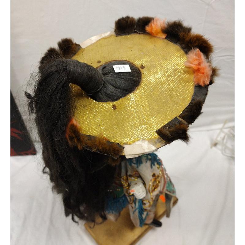 CHINESE OPERA PUPPET HEAD WITH CLOTHING AND STAND