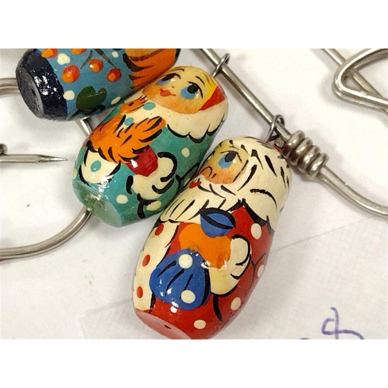 THREE VINTAGE MATRYOSHKA NESTED DOLL PINS